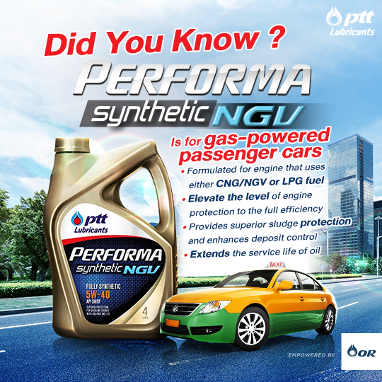 Did you know? The PERFORMA SYNTHETIC NGV can be used with the gas ...